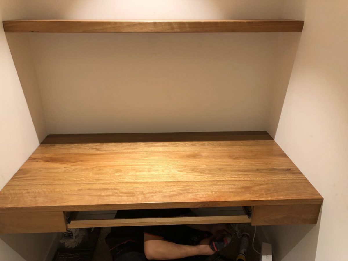 Built in Study Desk and Floating Shelf - Castle Hill Furniture