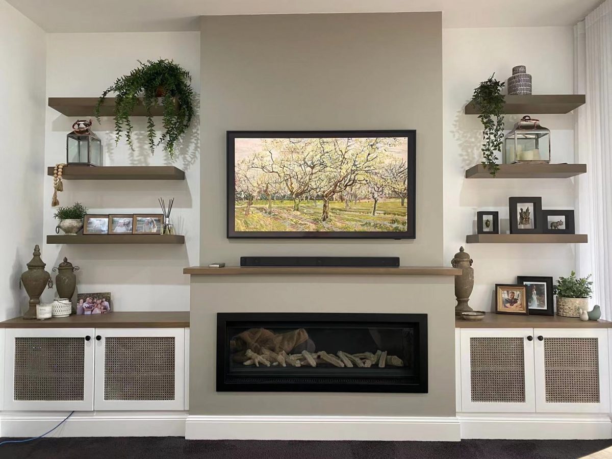 Built in Fireplace Rattan Wall unit - Castle Hill Furniture